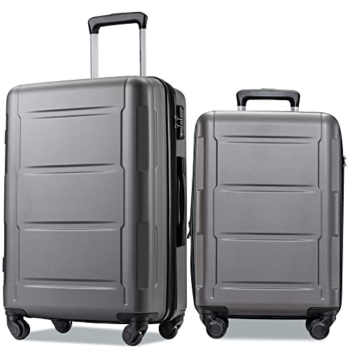 Merax Luggage Sets 2 piece Carry on Luggage Suitcase Sets of 2, Hard Case Luggage Expandable with Spinner Wheels (Black 2-Piece (20/24))