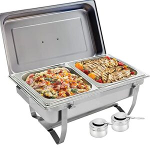 sterno foldable frame stainless steel chafing dish buffet set, 8 quart, silver