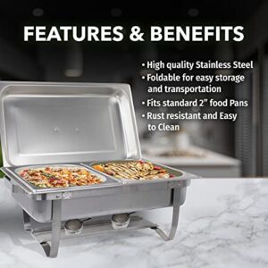 Sterno Foldable Frame Stainless Steel Chafing Dish Buffet Set, 8 Quart, Silver