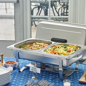 Sterno Foldable Frame Stainless Steel Chafing Dish Buffet Set, 8 Quart, Silver