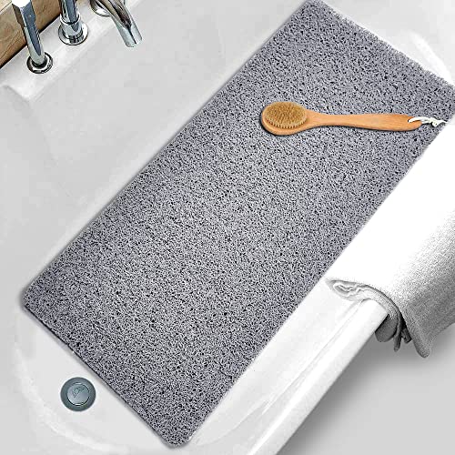 Shower Mat Non Slip for Elderly, 16x35.6’’Long Loofah Non Slip Shower Mat, Loofah Bath Mats for Shower, Non Slip Bath/Shower Mat for Elderly-Grey