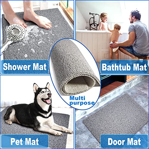 Shower Mat Non Slip for Elderly, 16x35.6’’Long Loofah Non Slip Shower Mat, Loofah Bath Mats for Shower, Non Slip Bath/Shower Mat for Elderly-Grey