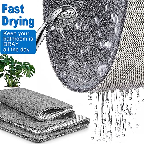 Shower Mat Non Slip for Elderly, 16x35.6’’Long Loofah Non Slip Shower Mat, Loofah Bath Mats for Shower, Non Slip Bath/Shower Mat for Elderly-Grey