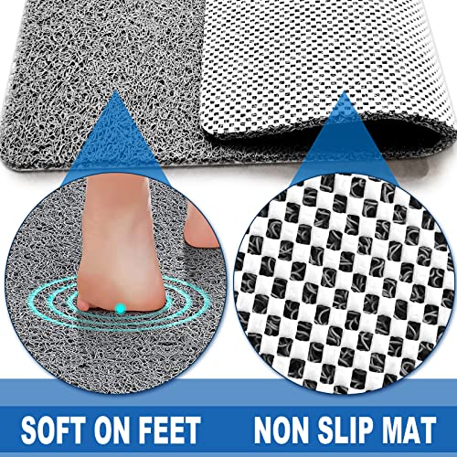 Shower Mat Non Slip for Elderly, 16x35.6’’Long Loofah Non Slip Shower Mat, Loofah Bath Mats for Shower, Non Slip Bath/Shower Mat for Elderly-Grey