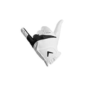 Callaway Golf Weather Spann Premium Synthetic Golf Glove (White, Single, Standard, Medium-Large, Worn on Left Hand)