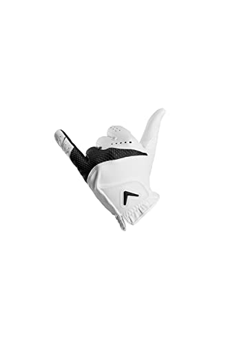 Callaway Golf Weather Spann Premium Synthetic Golf Glove (White, Single, Standard, Medium-Large, Worn on Left Hand)