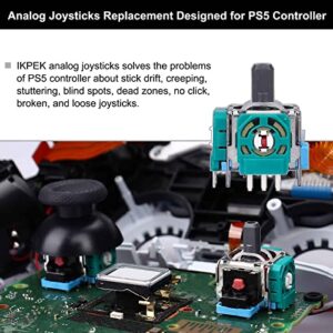 IKPEK 4pcs Analog 3D Joysticks Replacement for PS5 Controller, Joysticks Part with Repair Screwdriver Kit for Playstation 5 DualSense Controller