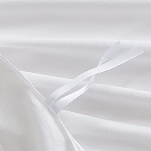 PATSAY 100% Cotton Linen-Like Textured Duvet Cover Set, 3 Piece Luxury White Bedding Set Queen Size, Soft and Breathable, with Zipper Closure and Corner Ties (1 Duvet Cover+2 Pillowcases)