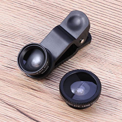 iplusmile 3 in 1 Phone Camera Lens Kit, Fisheye Lens 180 Degree Macro Lens Wide Angle Lens Clip on Cell Phone Lens Compatible with iPhone 6S/ 7/8/X Mini 3/2 and Most Smartphones, Black