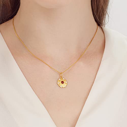 CHOW SANG SANG Cultural Blessing 999.9 24K Solid Gold Om Mani Padme Hum with Red Agate Pendant for Women 93484P | [Not Include the Necklace]