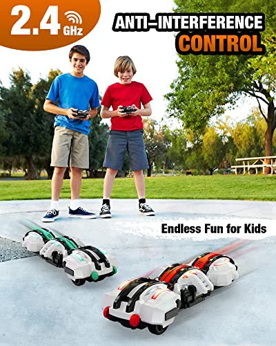 BAZADER RC Cars with LED Lights - Remote Control Car Snake 360° Roll Toys, Birthday for Kids Age 7 8 9 10 11+ Year Old, 2 Batteries 30+min, Indoor/Outdoor Toys for 6-12 yr Teen Boys