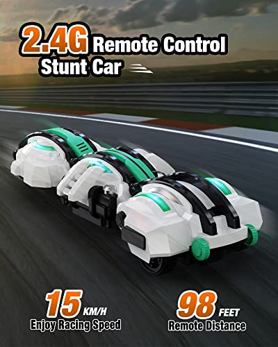 BAZADER RC Cars with LED Lights - Remote Control Car Snake 360° Roll Toys, Birthday for Kids Age 7 8 9 10 11+ Year Old, 2 Batteries 30+min, Indoor/Outdoor Toys for 6-12 yr Teen Boys