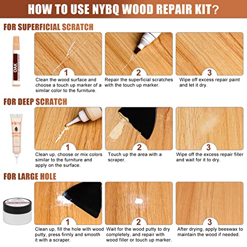 Wood Furniture Repair Kit- Set of 41 Laminate vinyl Floor Repair Kit Wood Fillers,Floor Scratch Repair, Touch Up Markers, Restore Hardwood Scratches, Cracks, Hole for Floor, Table, Door, Cabinet