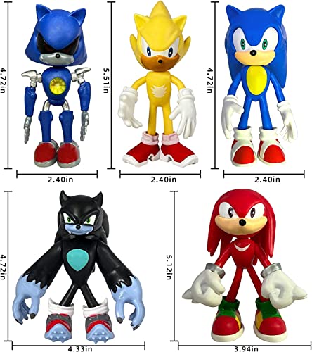 5 Pack Sonic Toys, 4.8'' Tall Sonic Action Figures, Sonic Toy,Perfect Kids Gifts.