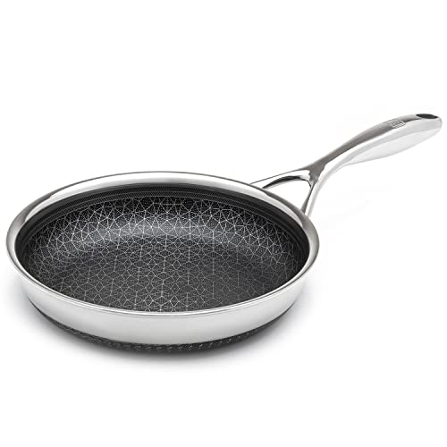 LIVWELL DiamondClad™ 10-inch Hybrid Nonstick Stainless Steel Frying Pan, Dishwasher Safe, PFOA-free - Silver/Black