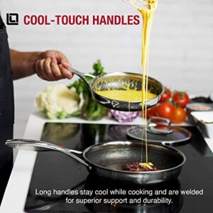 LIVWELL DiamondClad™ 10-inch Hybrid Nonstick Stainless Steel Frying Pan, Dishwasher Safe, PFOA-free - Silver/Black