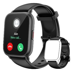 RUIMEN Smart Watch Answer/Make Calls Fitness Watch with Spare Strap Reloj Inteligente 1.7”Full Touch Smartwatchs for Women Men Heart Rate/Sleep Monitor Watch 100+ Sports IP68 Waterproof(Black)