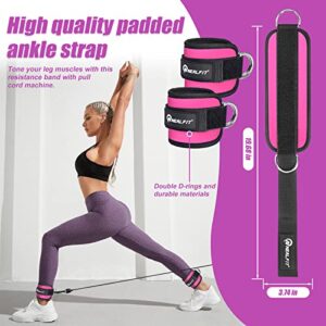 NEALFIT Ankle Strap for Cable Machine, Gym Ankle Cuff for Kickbacks, Leg Extensions, Glute Workouts, Booty Hip Abductors Exercise for Women and Men (Single, Pink)