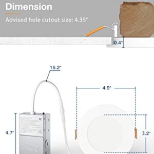 Amico 24 Pack 4 Inch 5CCT Ultra-Thin LED Recessed Ceiling Light with Junction Box, 2700K/3000K/3500K/4000K/5000K Selectable, 10W Eqv 60W, Dimmable Can Light, 800LM High Brightness Downlight - ETL&FCC