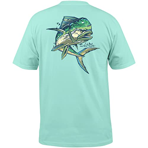 Salt Life Artsy Mahi Short Sleeve Classic Fit Pocket Shirt, Aruba Blue, X-Large