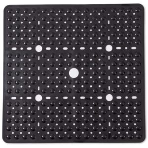 enkosi large square shower mat non slip - non slip shower mats - bathroom shower mat - black shower mat - no slip shower mats - shower floor mat - shower mats for showers anti slip (black 27x27)