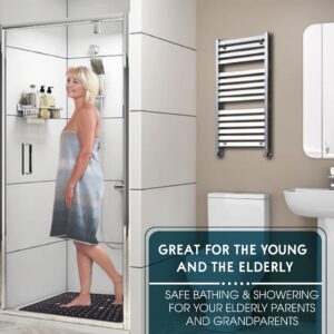 ENKOSI Large Square Shower Mat Non Slip - Stand Up Shower Mat - Shower Mats for Showers Anti Slip - Shower Non Slip Stall Mat - Shower Mat Non Slip Large - Shower Safety Grip Mat (Charcoal 27x27)