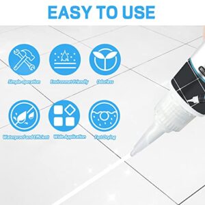 Tile Grout Paint, 2 Pack Grout Filler Tube, Grout Sealer for Bathroom, Shower, Kitchen, Floor Tile, Fast Drying Grout Repair Kit, Restore and Renew Tile Joints Line, Gaps, Replace Grout Pen(White)