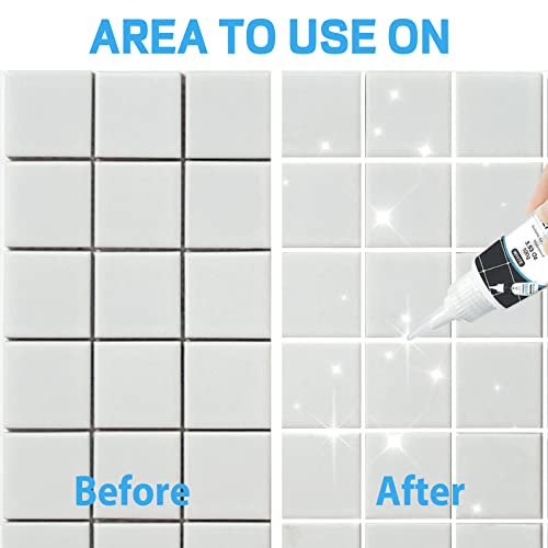 Tile Grout Paint, 2 Pack Grout Filler Tube, Grout Sealer for Bathroom, Shower, Kitchen, Floor Tile, Fast Drying Grout Repair Kit, Restore and Renew Tile Joints Line, Gaps, Replace Grout Pen(White)