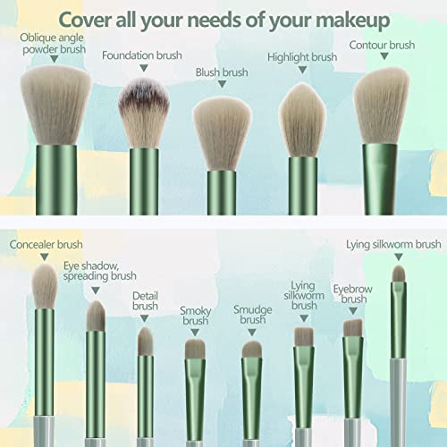 SULELA Makeup Brushes Set, 25pcs Make up Kits for Foundation Eyebrow Concealer Eye Shadows Professional Make up Brushes set (Green)