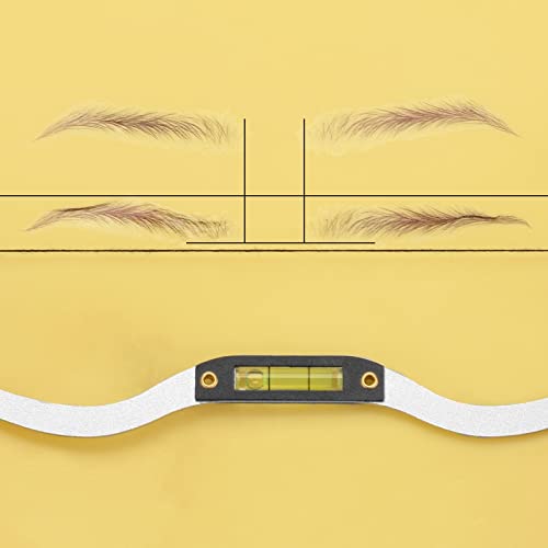 ATOMUS Eyebrow Tattoo Bow Mapper with Strings Sponges Ink Dropper Microblading Metal Brow Drawing Mapper Ruler Marker Measuring Mapping Positioning Tool Set (Silver)