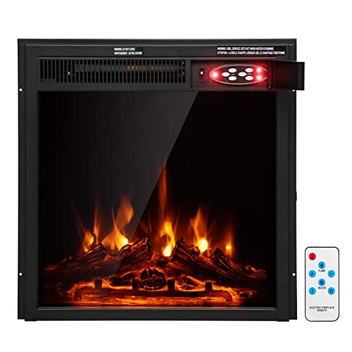 GOFLAME 22 Inches Electric Fireplace Insert, Recessed Fireplace Heater with 7-Level Adjustable Flame Brightness, Remote Control, Overheat Protection, ETL Certified, 750W/1500W, Black