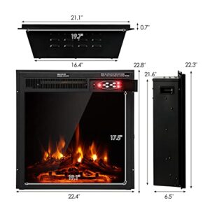 GOFLAME 22 Inches Electric Fireplace Insert, Recessed Fireplace Heater with 7-Level Adjustable Flame Brightness, Remote Control, Overheat Protection, ETL Certified, 750W/1500W, Black