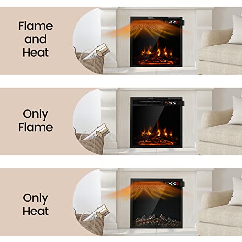 GOFLAME 22 Inches Electric Fireplace Insert, Recessed Fireplace Heater with 7-Level Adjustable Flame Brightness, Remote Control, Overheat Protection, ETL Certified, 750W/1500W, Black