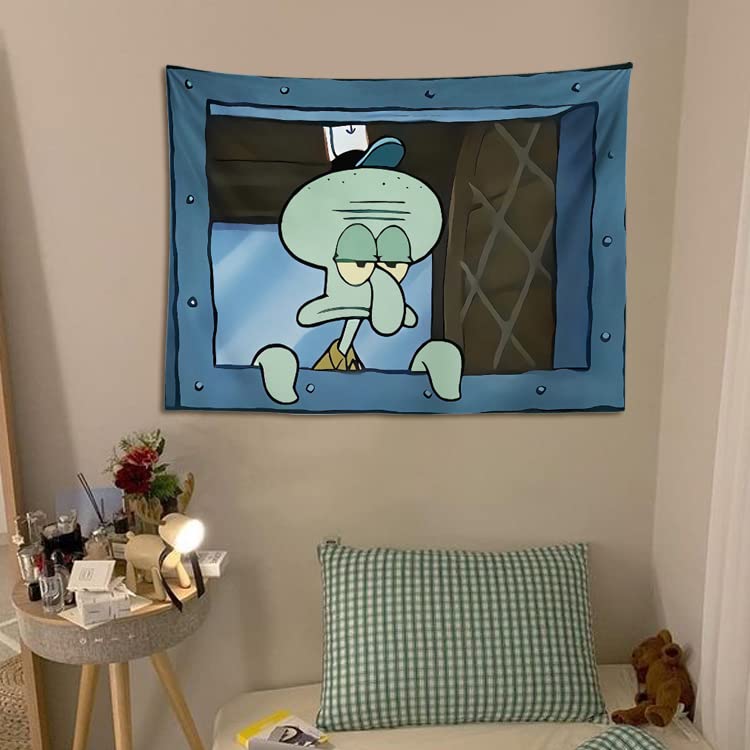 CIICD Funny Octopus Cartoon Tapestry Wall Hanging Window Design for Bedroom Home Decor Size 40x28 Inches