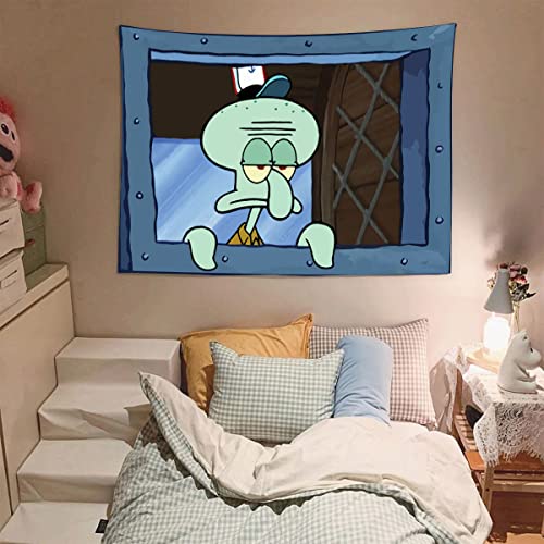 CIICD Funny Octopus Cartoon Tapestry Wall Hanging Window Design for Bedroom Home Decor Size 40x28 Inches