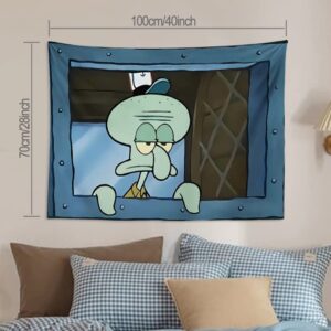 CIICD Funny Octopus Cartoon Tapestry Wall Hanging Window Design for Bedroom Home Decor Size 40x28 Inches