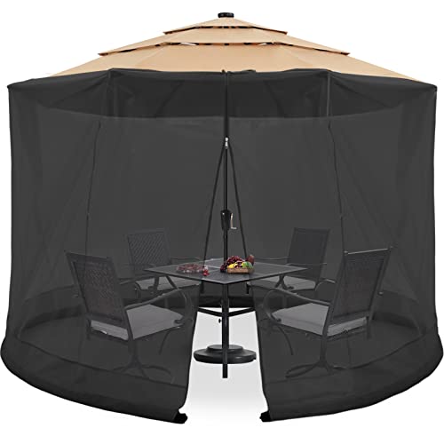 COOSHADE 9-11FT Patio Umbrella Netting with Zipper Door and Water Tube Black