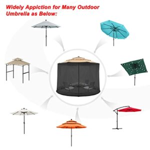 COOSHADE 9-11FT Patio Umbrella Netting with Zipper Door and Water Tube Black