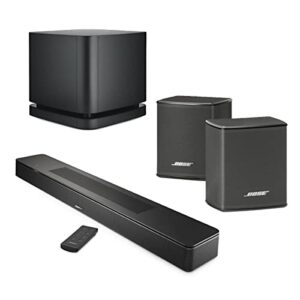 bose smart soundbar 600, black bundle with wireless surround speakers (pair), bass module 500