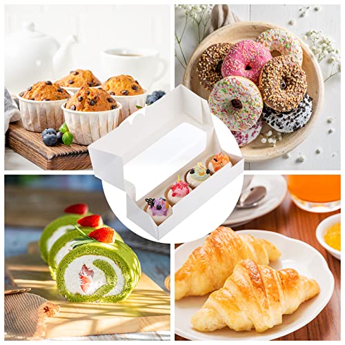 Cookie Boxes Swiss Roll Cake Box Cake Boxes White Bakery Boxes with Clear Display Window Mini Cupcake Box Pastry Packaging Box for Chocolate Cupcakes Breads Muffins Pastries Donuts (40 Pieces)