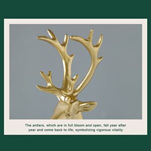 BULINGNA 2Pcs Christmas Reindeer Figurines, Resin Elk Sculpture Miniature Figurine Xmas Deer Statue Artificial Animal Crafts Home Decoration Ornament (Solid Gold)