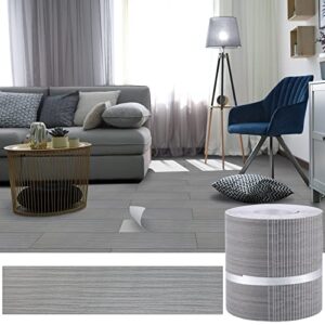 50 pieces peel and stick flooring stickers 36 x 6 inch waterproof floor tiles natural grey wood grain diy self adhesive flooring stickers for living room bedroom bathroom kitchen basement (simple)