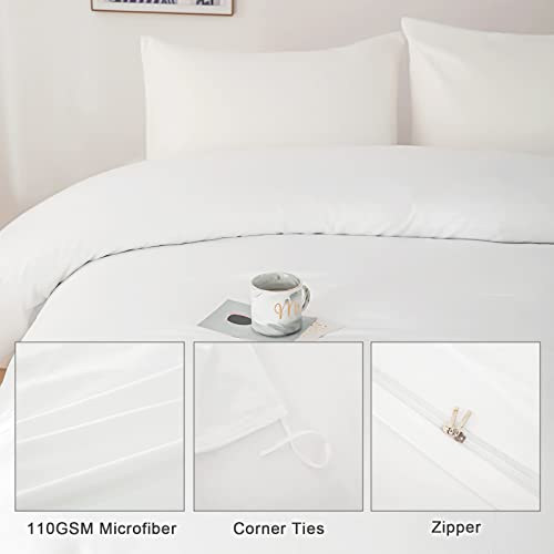 Olrynns White Washed Duvet Cover King Size - Microfiber Duvet Covers, Soft King Duvet Cover Set 3 Pieces with Zipper Closure (1 Duvet Cover + 2 Pillowcases)