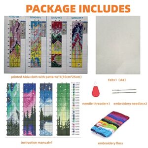 ZuoAnLF Cross Stitch Bookmark Kit 4PCS,DIY Bookmarks Cross Stitch Kits for Beginners,Stamped Embroidery Bookmark,14CT