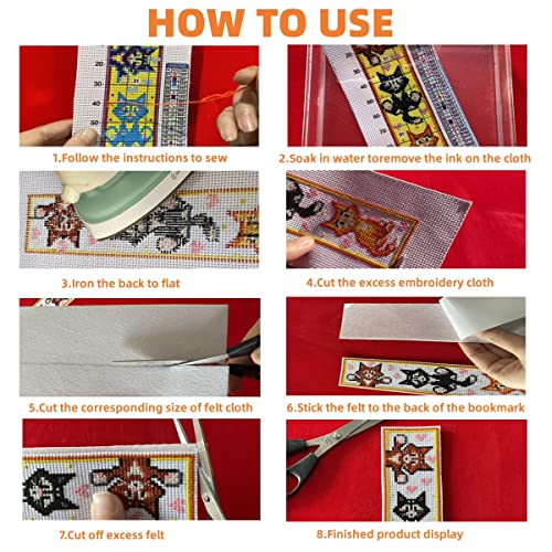 ZuoAnLF Cross Stitch Bookmark Kit 4PCS,DIY Bookmarks Cross Stitch Kits for Beginners,Stamped Embroidery Bookmark,14CT