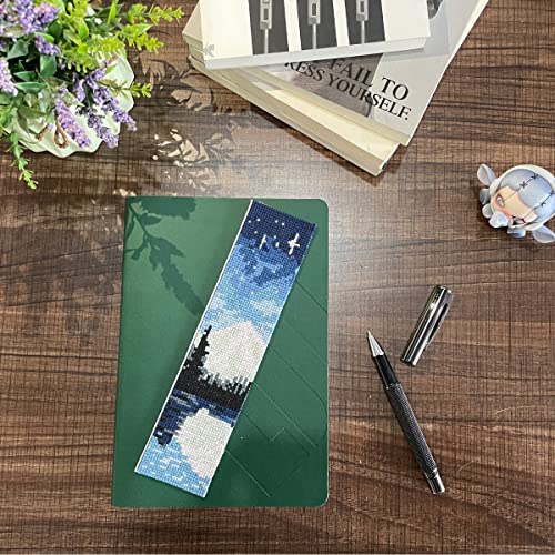 ZuoAnLF Cross Stitch Bookmark Kit 4PCS,DIY Bookmarks Cross Stitch Kits for Beginners,Stamped Embroidery Bookmark,14CT