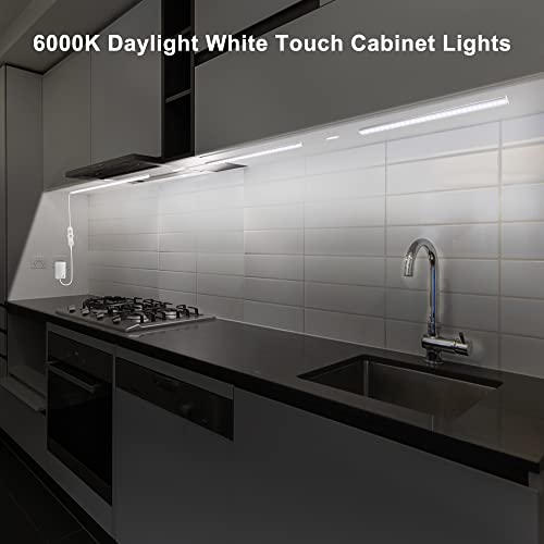 Maylit Under Cabinet Lights Plug in, 3 Pcs 12 Inch Ultra Thin Under Cabinet Lighting, Super Bright Daylight White Under Counter Lights for Kitchen, Dimmable Light for Cabinet, Counter, Workbench, Desk