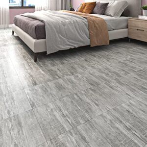 Livelynine 16-Tiles Peel and Stick Floor Tile 12X12 Kitchen Antique Wood Look Removable Floor Tiles Peel & Stick Vinyl Flooring Waterproof Sticky Tiles for Floor Bathroom Renter Friendly Grey Laminate