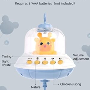 BSROLUNA Baby Crib Mobile with Music and Lights, Baby Mobile for Crib with Remote Control, Hanging Rotating Animals Rattles, 16 Songs and Timing Function, Cartoon Baby Crib Toys for Boys (Baby Blue)