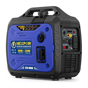 nexpow portable inverter generator, 2250w super quiet generator with co alarm ideal,eco-mode feature, parallel capability,epa compliant,and 5v/3a usb outle,lightweight for backup home us& camping